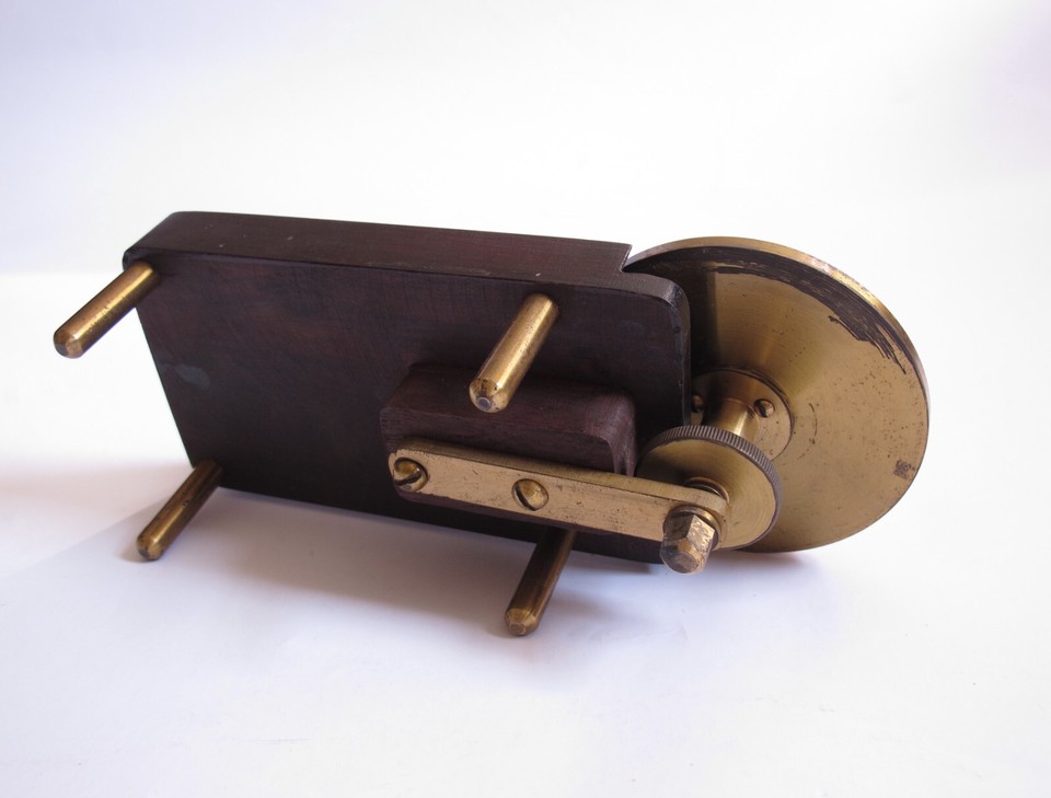 Antique wood/brass Microscope slide ringing table. | eBay