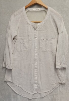 Ellison Open Sheer Back Shirt Women's Small Roll Tab Sleeves Casual ...