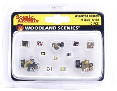 N Scale Woodland Scenics A2162 Assorted Wooden Crates Figures (12) pcs ...