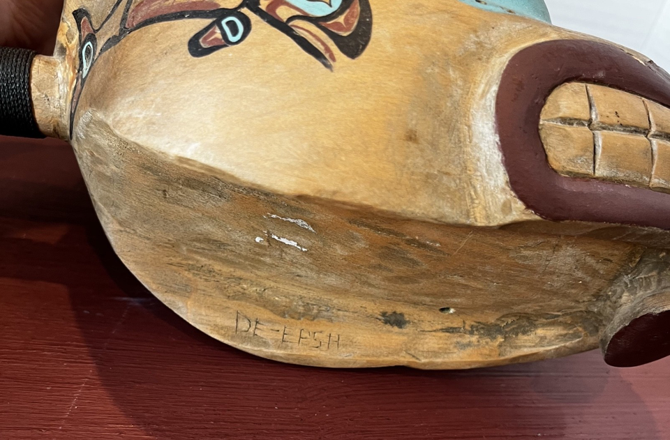 NORTHWEST COAST CARVED/PAINTED INDIGENOUS CEREMONIAL RATTLE. See ...