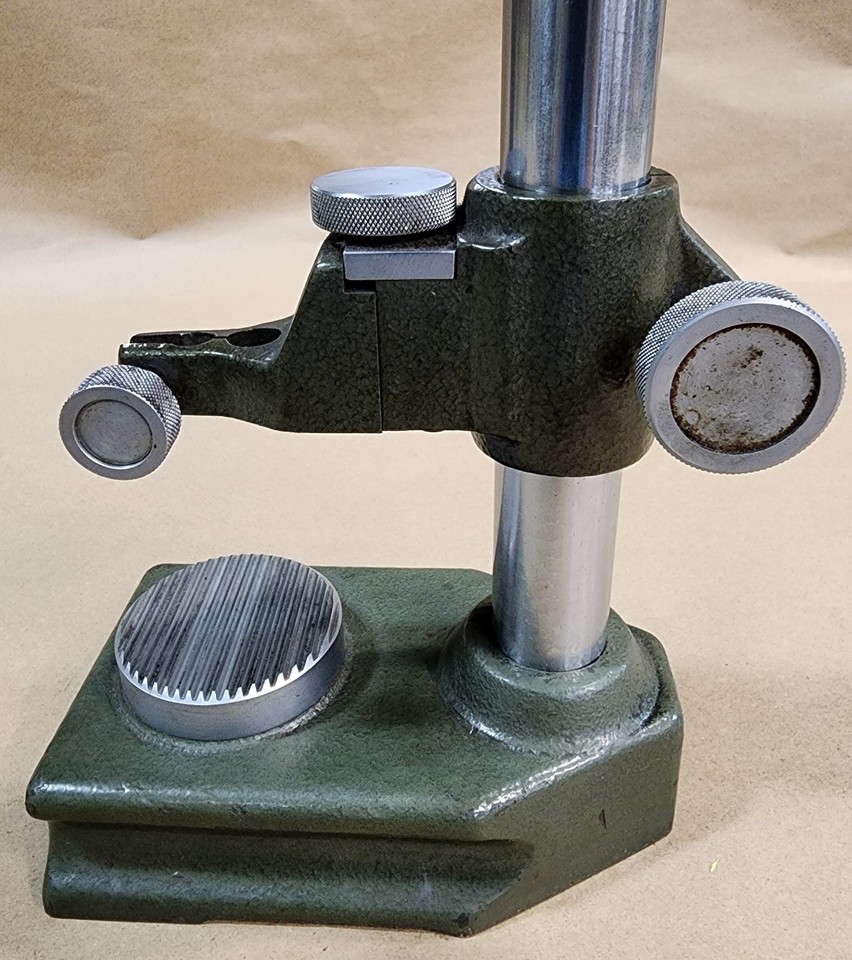 Gage stand, serrated anvil, 15"x1.175" rod, fine adjustment gage holder ...
