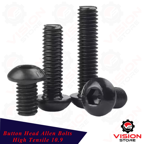 M10 (10mm) Button Head Allen Bolts Hex Socket Screws Black High Tensile ...