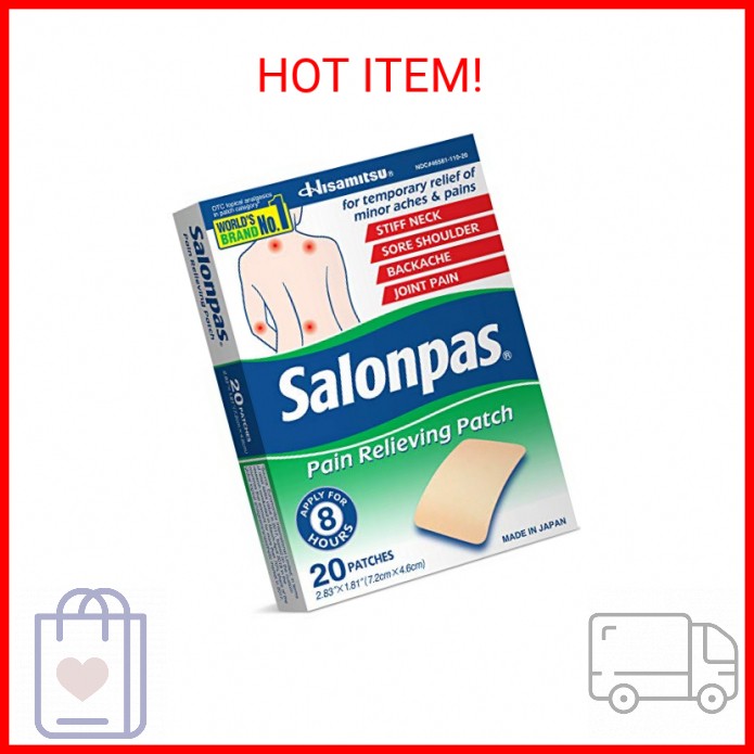 Salonpas Pain Relieving Patch, 20 Count, for Back, Neck, Shoulder, Knee ...