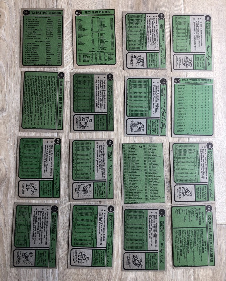 1974 Topps Baseball lot 16 Cards - Rose, Perry, Fisk, Aaron and more ...