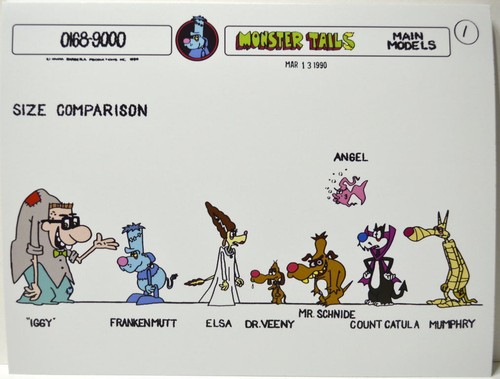 MONSTER TAILS MODEL SHEET PRINT - SIZE COMPARISON Hanna Barbera | eBay