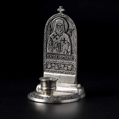 Saint Nektarios Candlestick - Orthodox Candle Holder, Christian Gift ...
