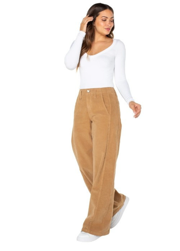 Celebrity Pink Womens High Rise Corduroy Wide Leg Pant Caramel Size 9/ ...