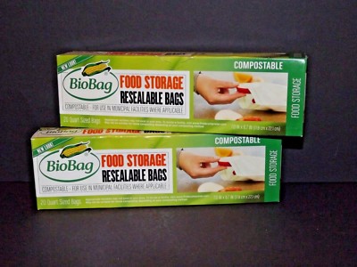 2 Boxes BioBag Bio Bag Food Storage Resealable Bags 20 Quart Size Each ...
