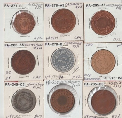 Lot of 9 Masonic Penny Tokens Pennsylvania | eBay