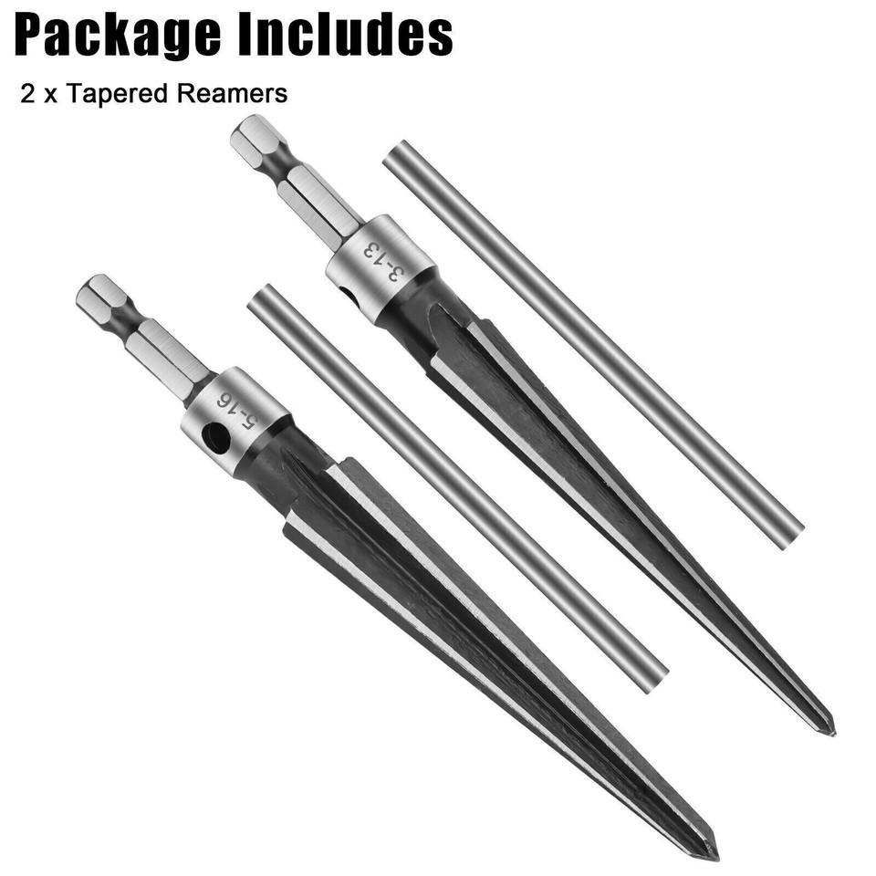 2PCS T Handle Tapered Reamers Set 1/8"-1/2" & 3/16"-5/8" Bridge Pin ...