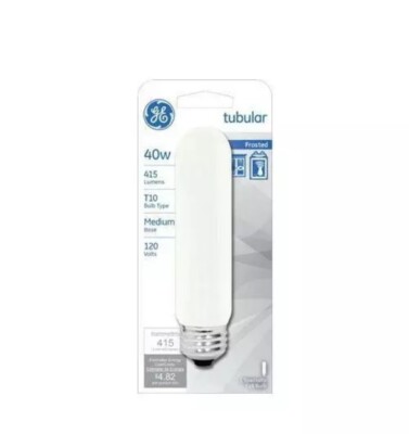 GE T10 Tubular Light Bulb, 40-Watt 415 Lumen Medium Base Soft White ...