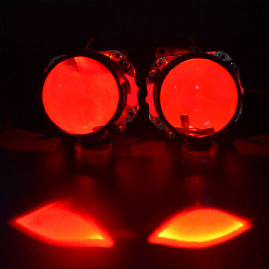 Red LED Evil Eyes Projector Lens Headlights Retrofit Car Lighting ...