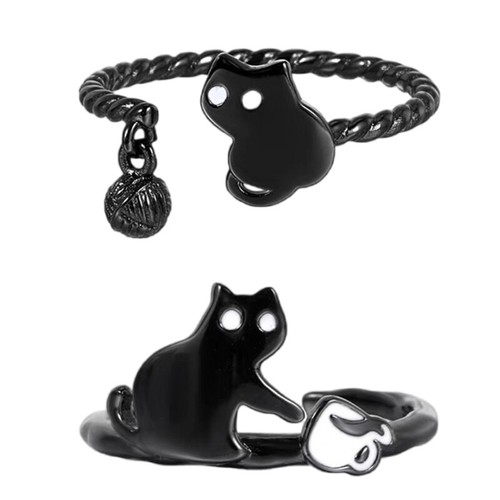 Minimalist Cats Motif Adjustable Ring Copper Lightweight Stackable ...