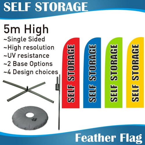 5m Outdoor SELF STORAGE Flags Banner Feather Flags with Base | eBay ...
