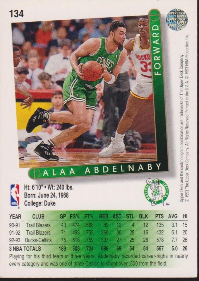 1993-94 Upper Deck Alaa Abdelnaby #134 | eBay