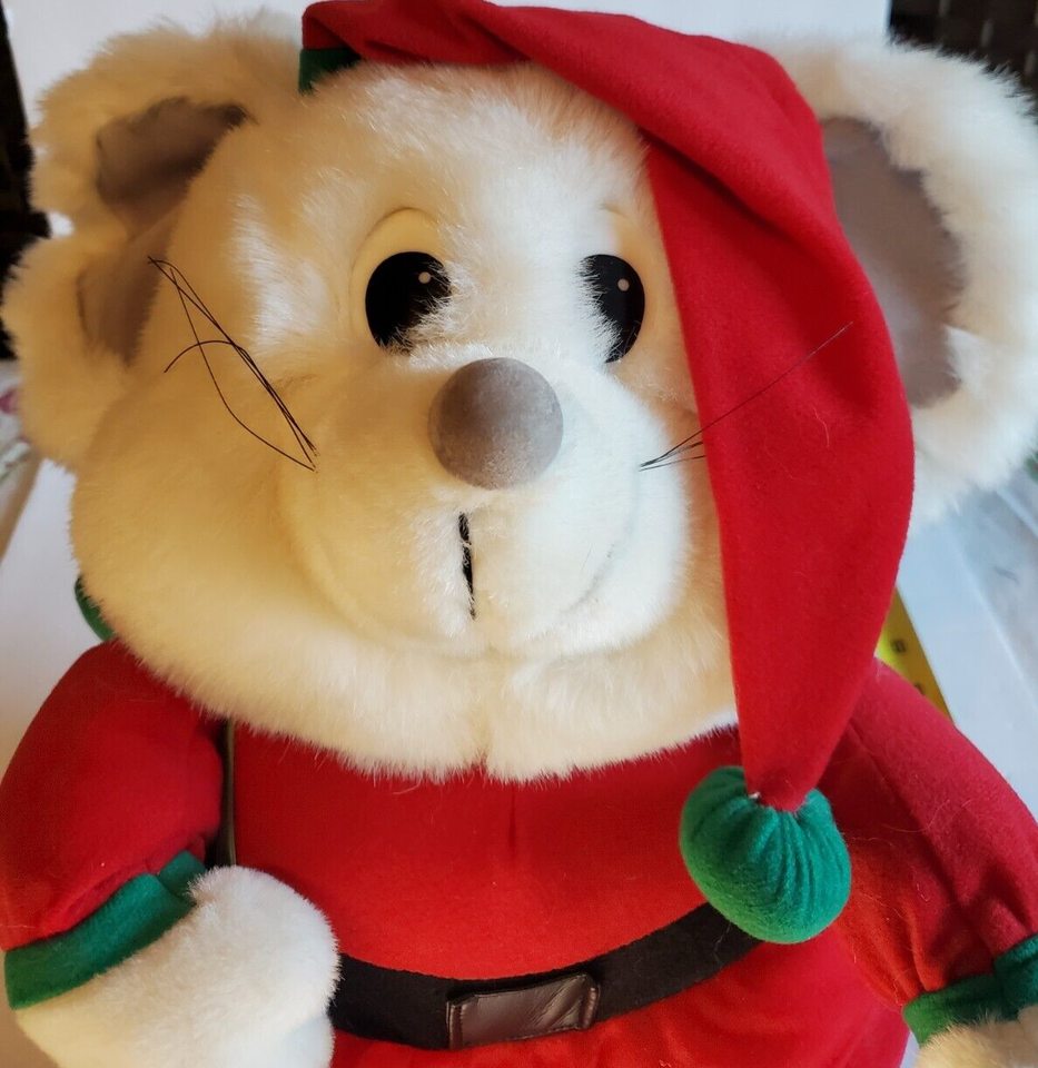 Santa Claus Christmas Mouse Plush White Holiday Toy Sack Kids America ...