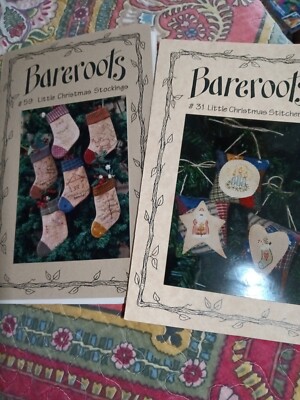 Vintage Bareroots Set/2 Sew/Embroider Patterns-#31 Xmas Stitcheries-#59 ...