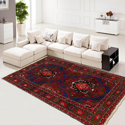 New Hand Knotted Afghan Wool Geometric Dining Room Blue Rug 3'9x6'2 Ft ...