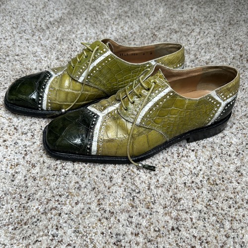 Vintage Mauri City Slicker Green Exotic Alligator Oxford Square Toe ...