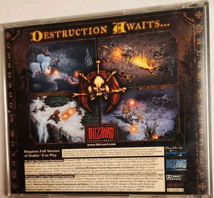 Diablo 2 Lord Of Destruction Expansion Set CD-ROM 2001 Game DISC Manual ...
