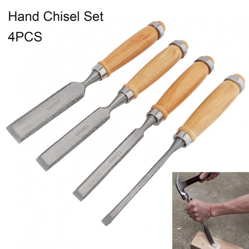 4PCS Wood Gouge Chisel Woodworking Hand Carving Set 45# Steel Basic ...