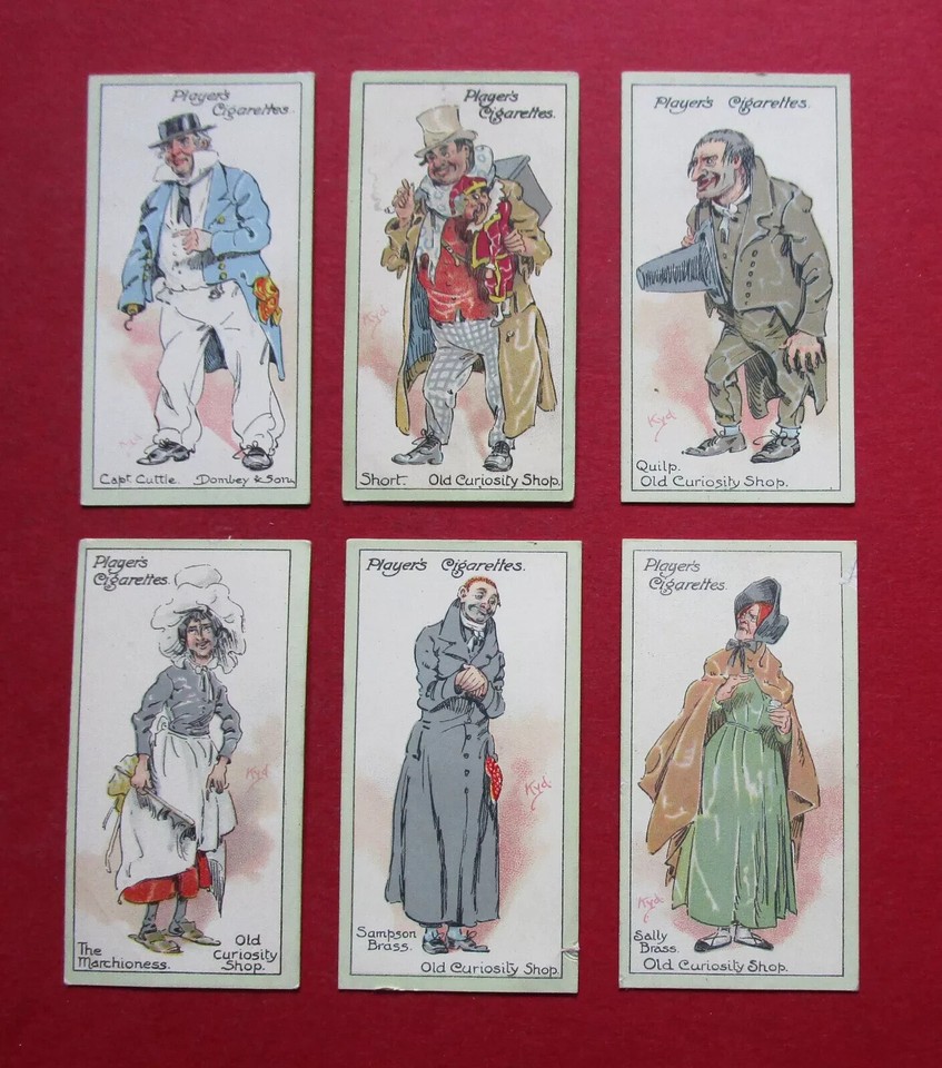 PLAYER 6 ANTIQUE 1923 CIGARETTE CARDS CHARACTERS FROM DICKENS 25-26-27 ...