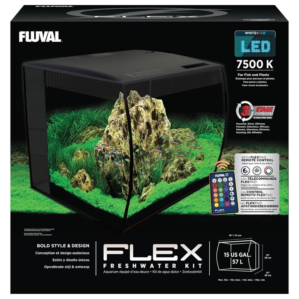 Fluval FLEX LED Nano BLACK Aquarium - Remote & Integral Filter ...
