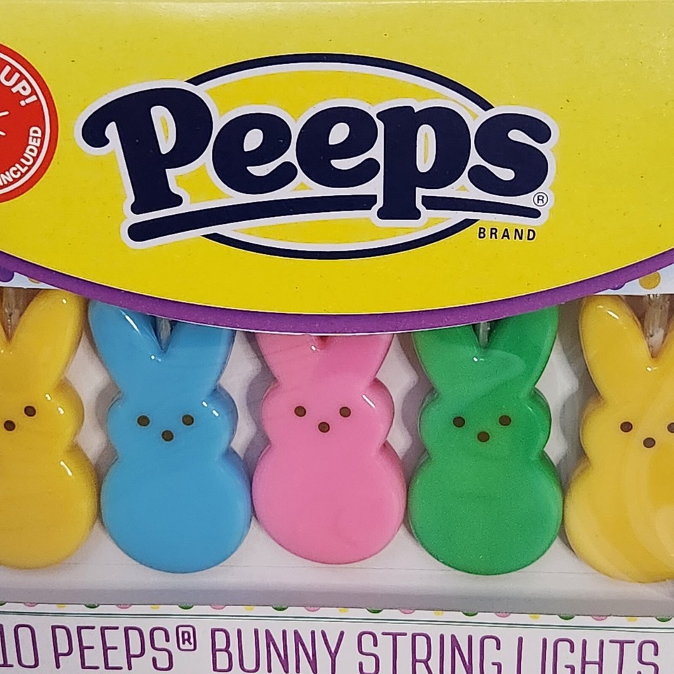 Peeps Bunny LED Easter String Lights Decor Bunnies - 10 Ct, Batt ...