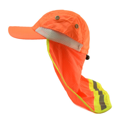 High Visibility Reflective Neck Flap Safety Baseball Neon Orange Hats ...