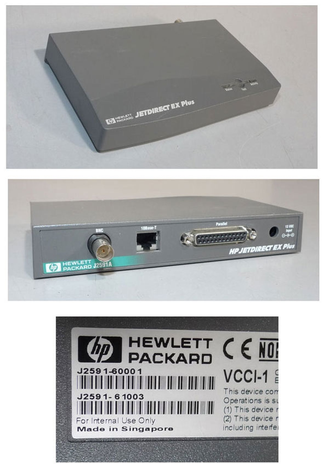 HP JetDirect EX J2591A BNC + RJ45 + LPT ETHERNET PARALLEL PRINT SERVER ...