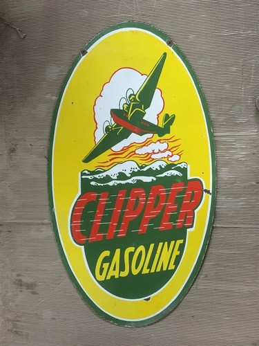 RARE PORCELAIN CLIPPER GASOLINE ENAMEL SIGN 48 INCHES DOUBLE SIDED | eBay