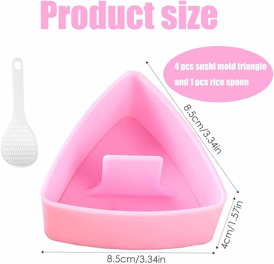 Triangle Sushi Mold Set, 4 Pieces Rice Ball Maker with Small White ...