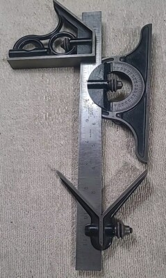 STARRETT 12" COMBINATION SQUARE 4PC NO. 4R GRAD Machinist Tool MADE IN ...