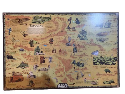 Star Wars Tatooine Wooden Map Wall Art 19" x 12.5" Official STAR WARS ...
