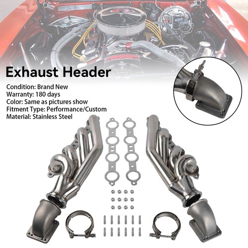 Turbo Exhaust Manifold Header Fit LS1 LS6 LSX V8 + Elbows T3 T4 to 3.0 ...