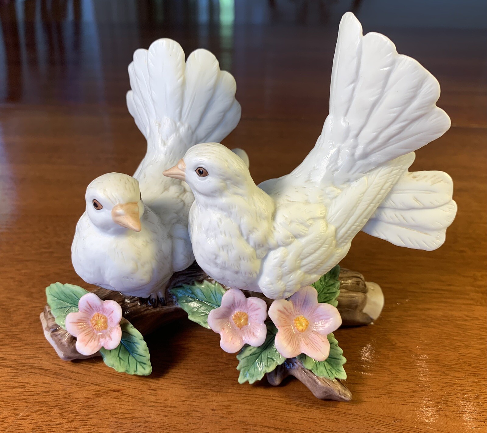 HOMCO Courtship Doves Figurine on Branch with Pink Flowers #1453 | eBay