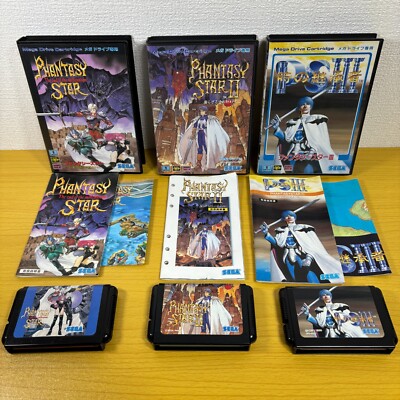 Phantasy Star 1 2 3 Set Mega Drive Sega MD Japan with Box Map Manual ...