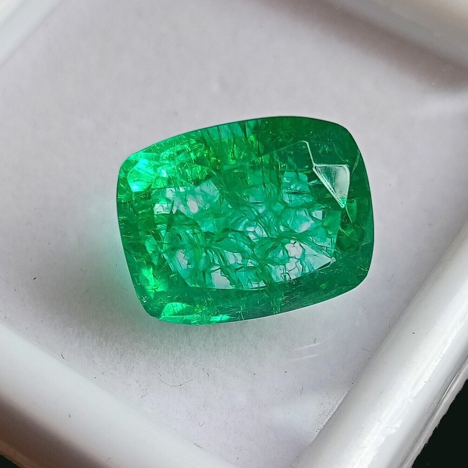 Flawless Natural 10.25 Ct Colombian Green Emerald Certified Cushion Cut Gemstone | eBay