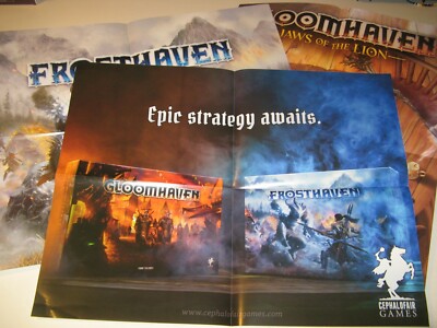 Gloomhaven promo poster lot NEW Frosthaven Jaws of the Lion Cephalofair ...