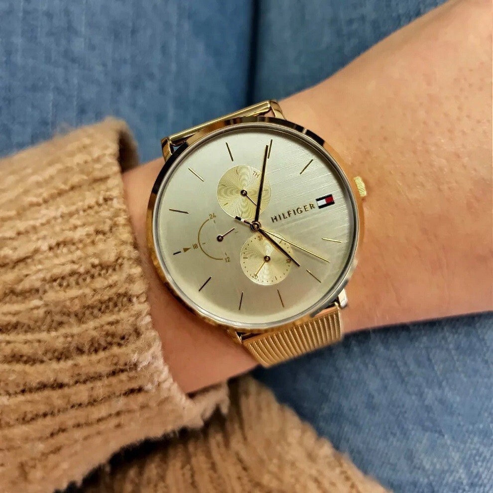 NEW TOMMY HILFIGER WOMENS WATCH GOLD MESH BAND WITH GOLD DIAL TH1781943 ...