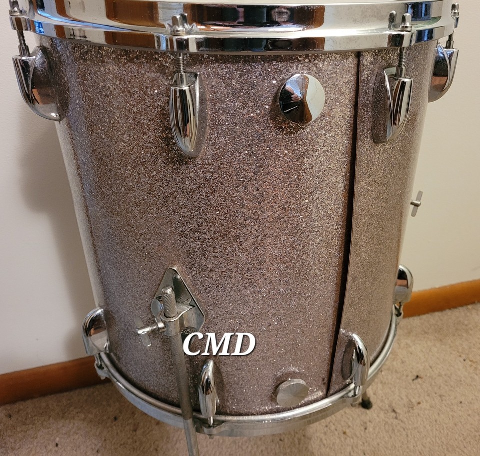 VINTAGE GRETSCH 1970s STOP SIGN BADGE 16X16 FLOOR TOM SILVER GLASS ...