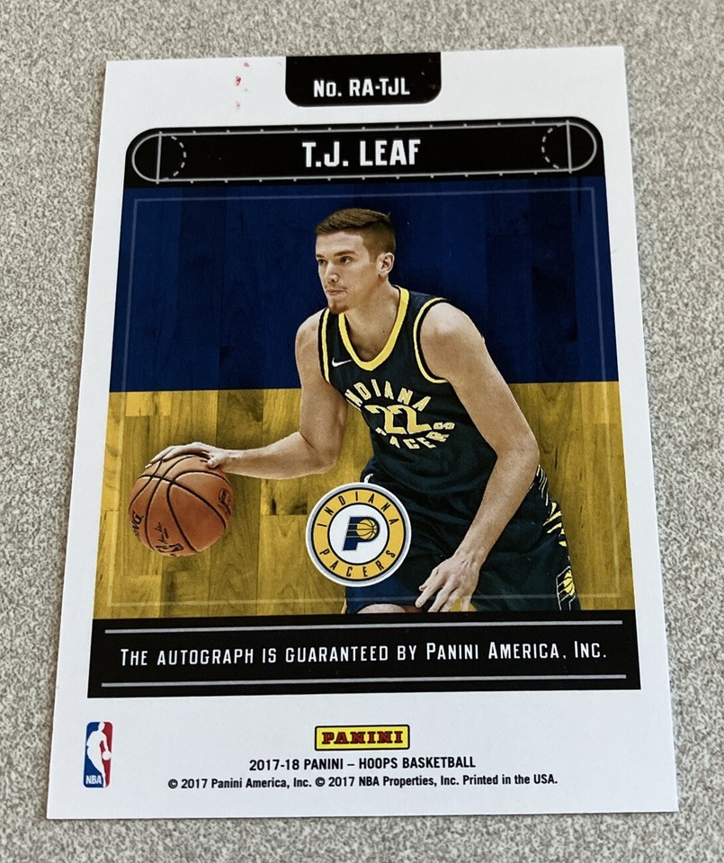 2017-18 Panini Hoops RC Auto Red #RA-TJL T.J. Leaf Pacers 1/25 | eBay