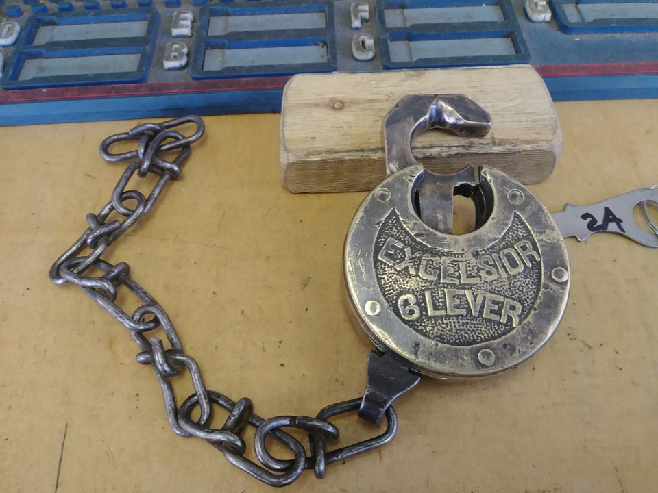 antique/vintage EXCELSIOR 6 lever push key pancake padlock w/key 2A | eBay