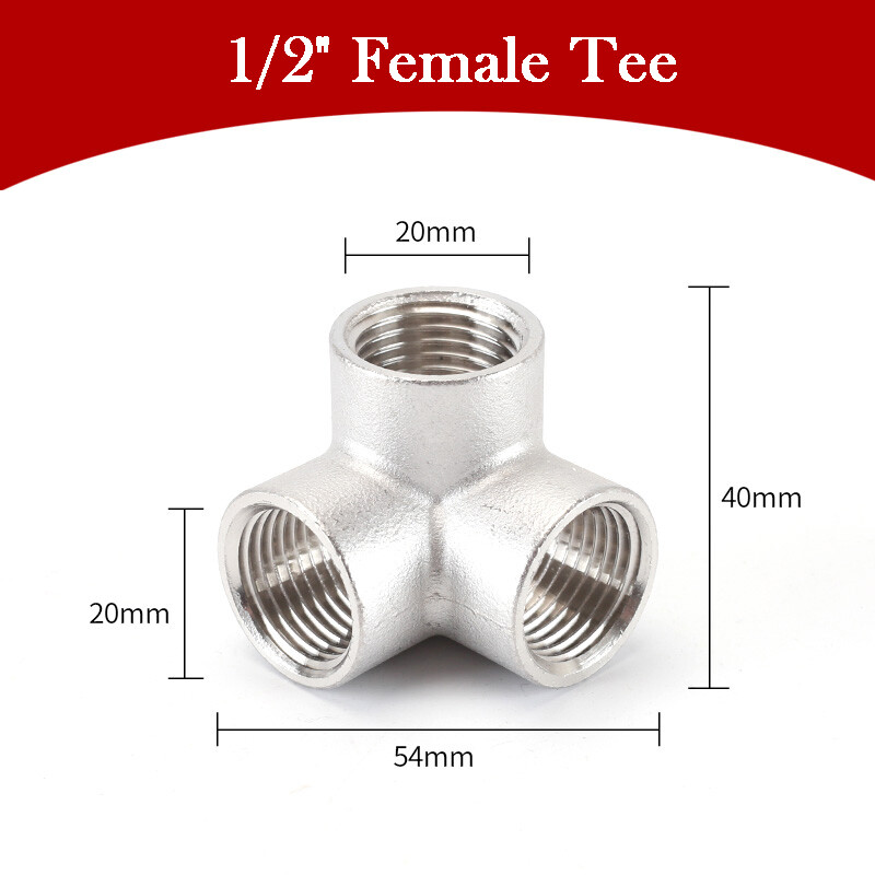 BSP Female 3 Way Pipe Fitting Stainless Steel Right Angle Tee Corner ...