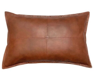 Pillow Cover Home Decor Goat skin Throw Tan Genuine Leather Decorative ...
