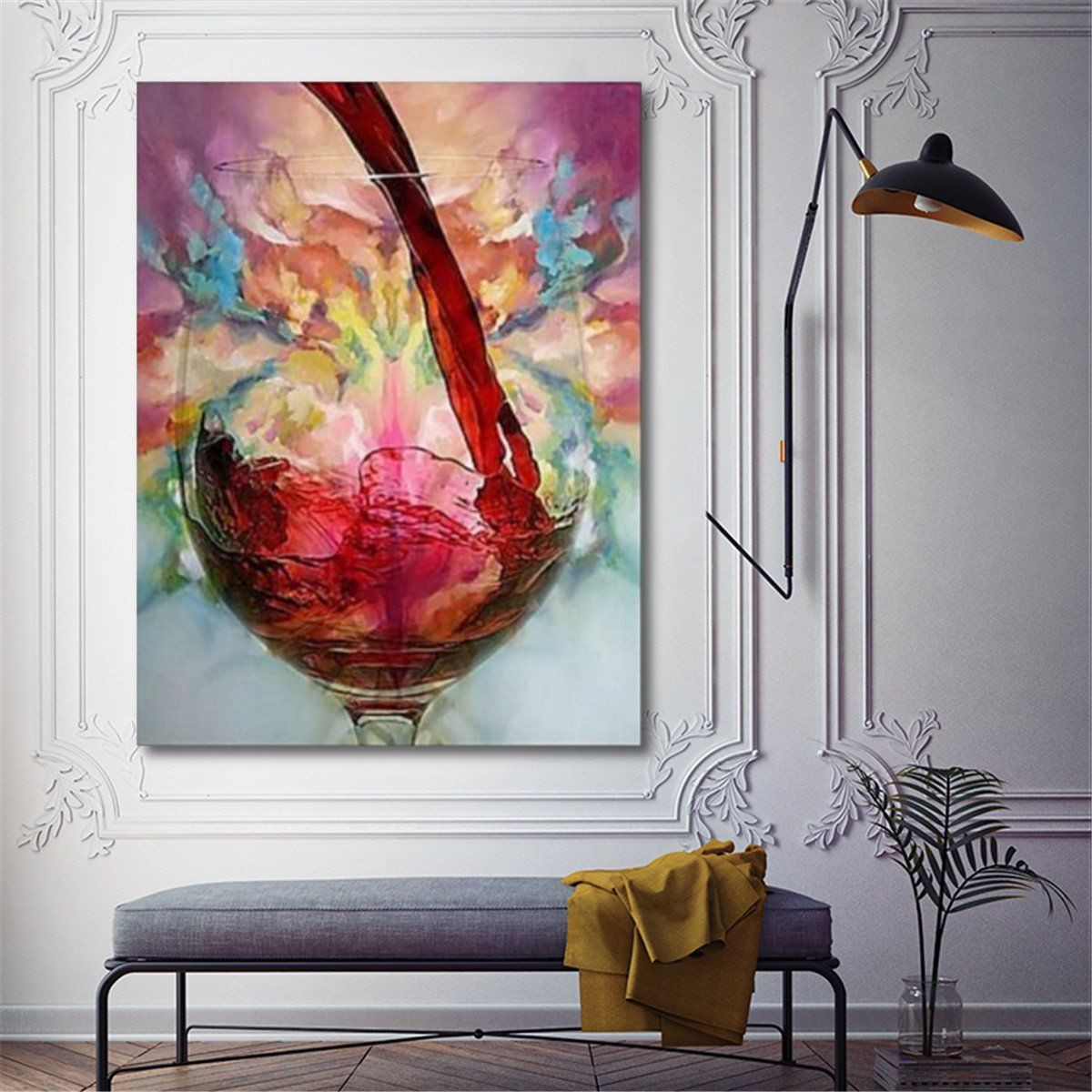 Abstract Wine Glass Painting