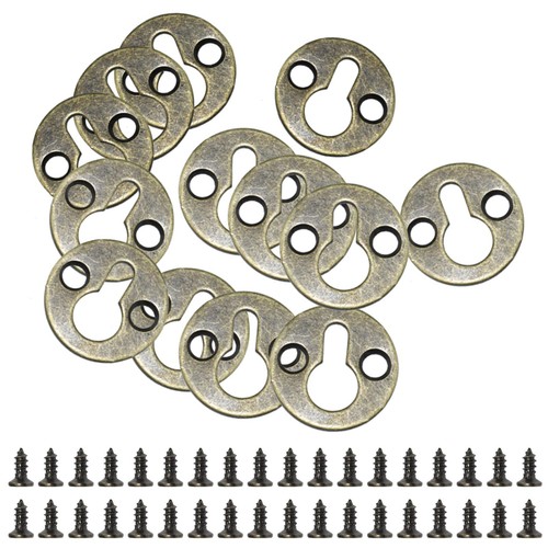 20 Pieces Metal Round Type Keyhole Hangers Shelf Brackets Picture Frame ...