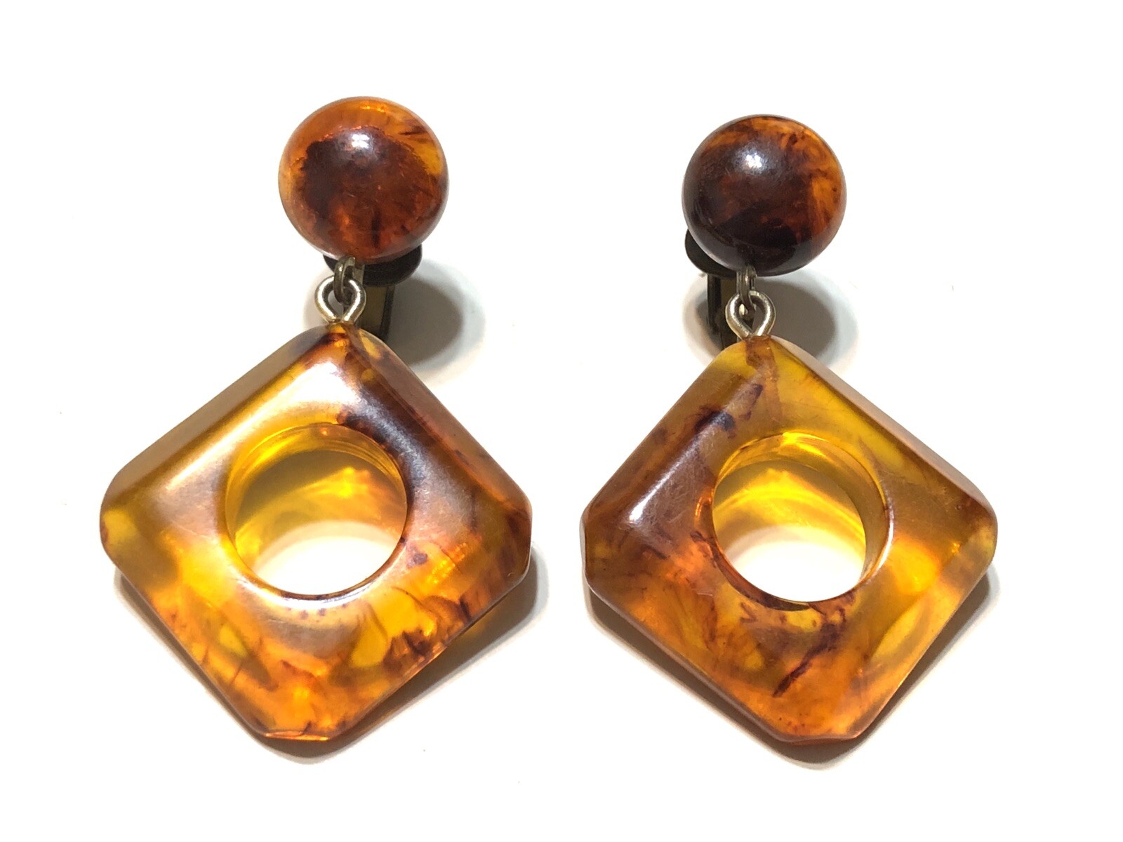 1960’s Modern Amber Brown Tortoise Shell Color Bakeli… - Gem