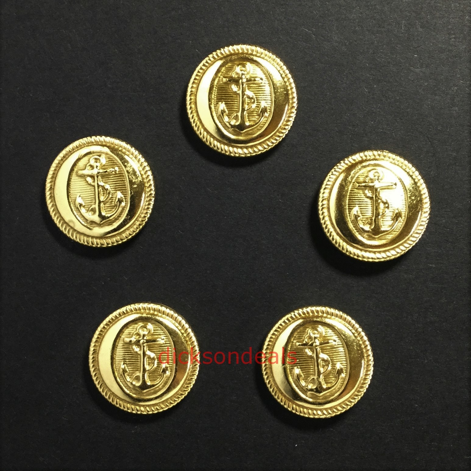5 Anchor Military Sailor Buttons Gold Colour Metal 15mm 19mm 23mm Sew ...