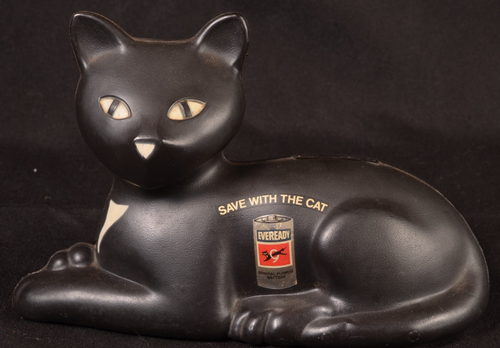 Eveready Advertising Black Cat Coin Bank Plastic Ever Ready Battery ...